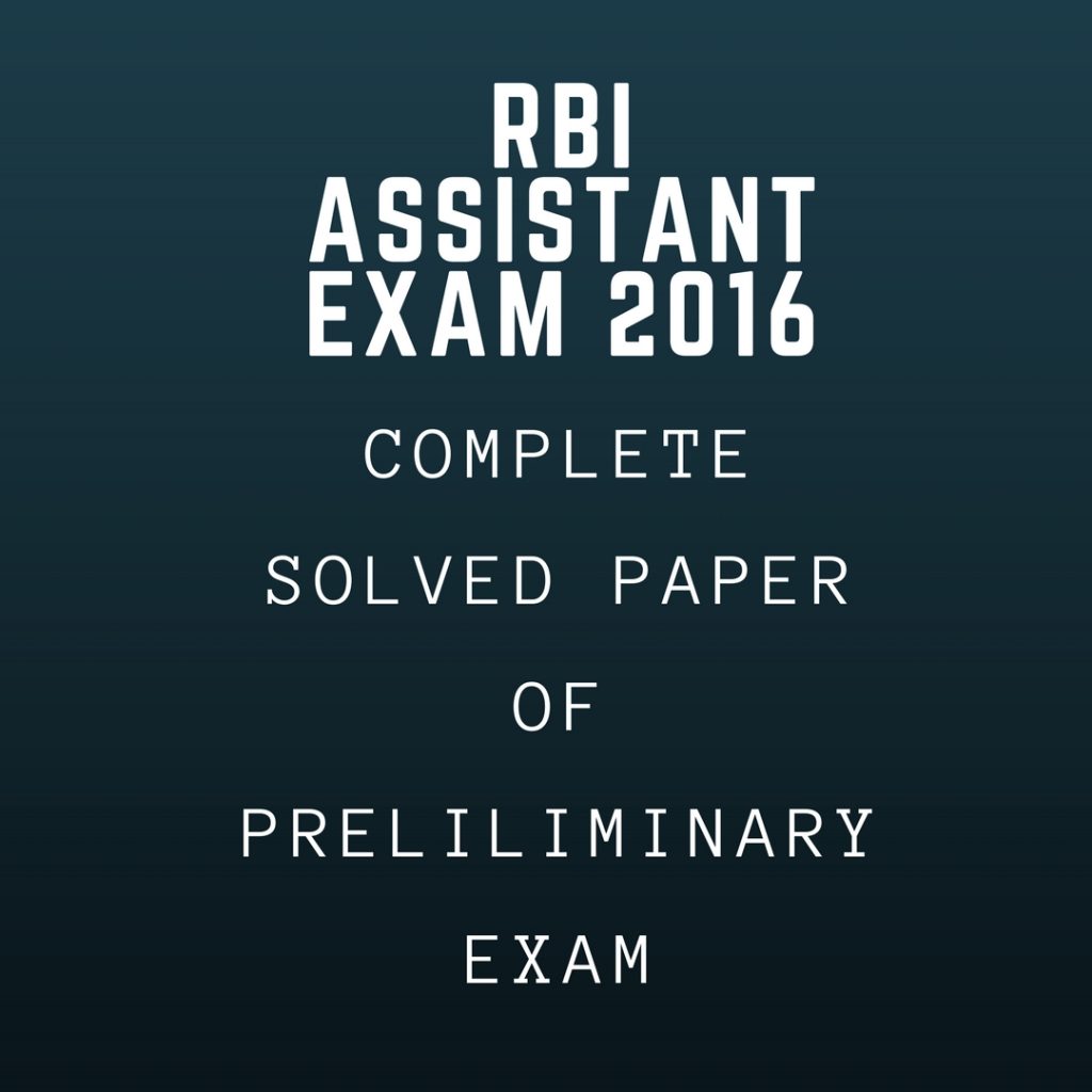 RBI Assistant Question Paper 2016 with Answer Key – Education Observer