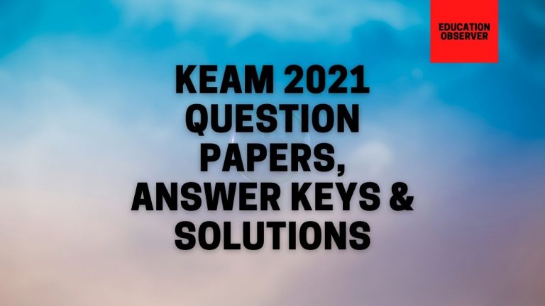 16 Previous Question Papers & Keys of KEAM Entrance Exam – Education ...